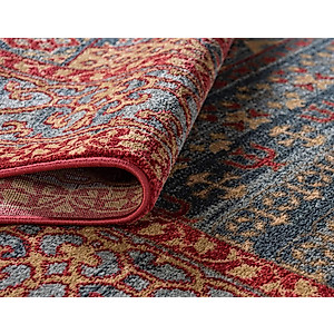 Unique Loom Palace Collection Area Rug - Saray (5' 1" x 8' Rectangle, Navy Blue/ Rust Red)
