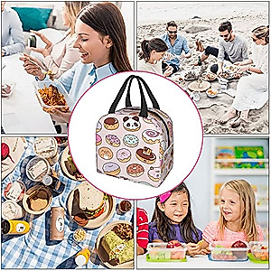 Insulated Lunch Bag Reusable Lunch Box, Cooler Lunch Tote Bag With Front Pocket for Women Men School Picnic Office Work, Kawaii Donuts