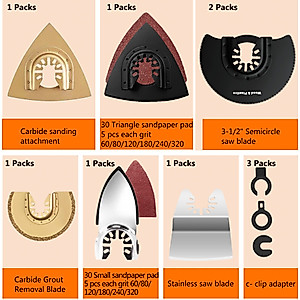 CONNOO 86 Pack Oscillating Saw Blades with Case, Arc Edge Multitool Blades, Oscillating Tool Blade, Bi-Metal for Wood/Metal/Plastic Kits Fit Dewalt Milwaukee Ryobi