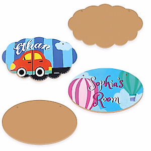 VHALE Paint Your Own Door Sign, 4 Sets of MDF Wood Door Sign (4.7 x 8 inch) with Rope Strings, for Bedroom Hanging Plaque Wall Decor, Classroom Arts and Crafts, Party Favors for Kids