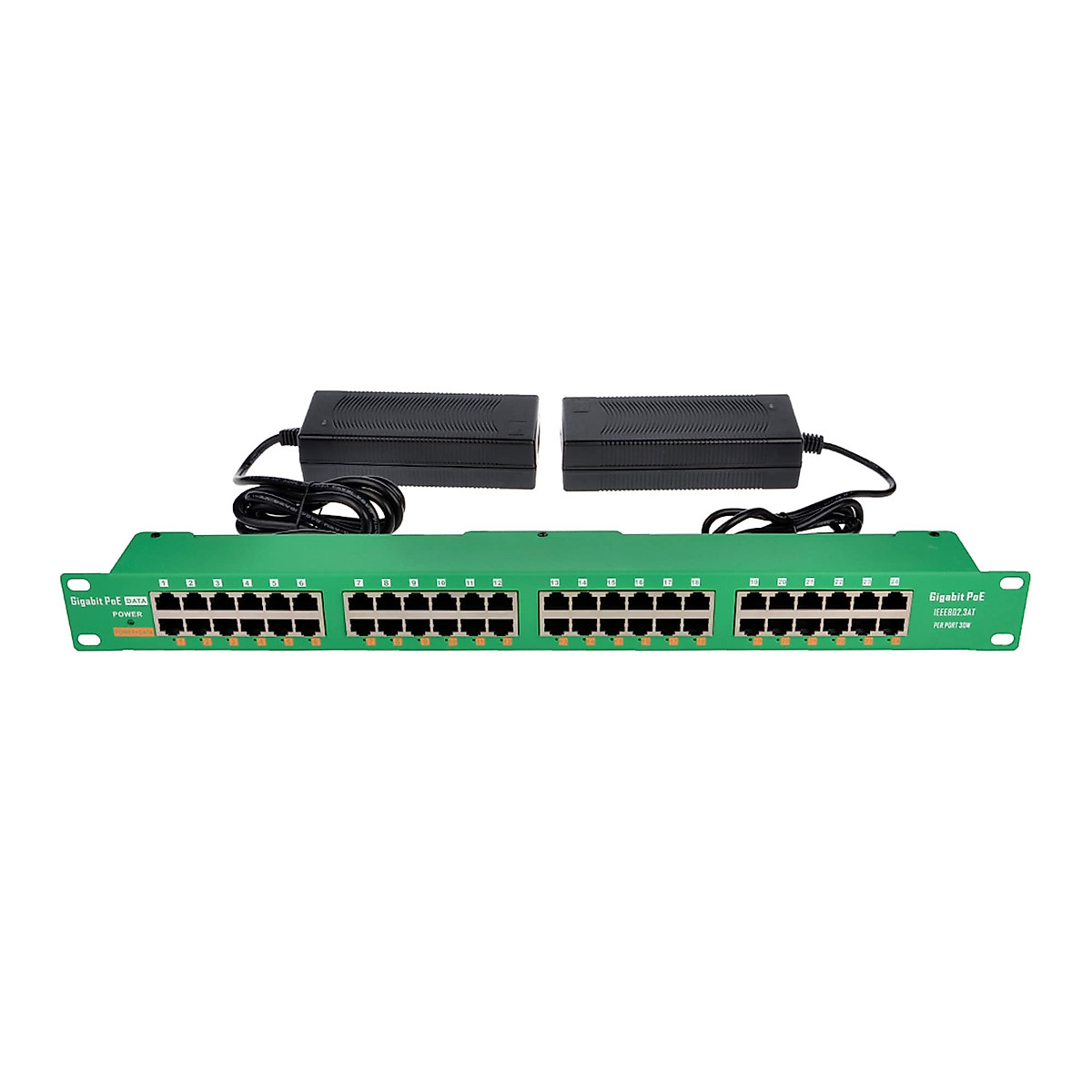 PoE Texas 24 Multi Port IEEE 802.3at PoE+ Injector - Gigabit Data Active Power Over Ethernet for High Powered Devices, 30W PoE Injector for WiFi Access Point & More with 2X 56V 120W Power Supplies