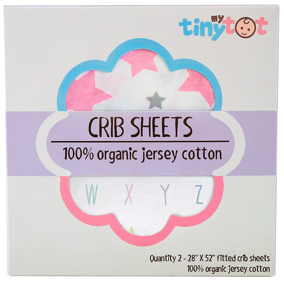 My Tiny Tot Baby Crib Sheets Boy or Girl (2 Pack) – Organic Cotton Fitted Crib Sheet Set for Baby Crib Mattress – Extra Soft, Premium Baby Nursery Bedding – Pink