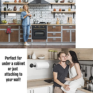 Industrial Black Paper Towel Holder | Wall Mount or Under Cabinet Mounted Design | Perfect Way to Add Rustic Appeal to Kitchen Decor by Piping Hot