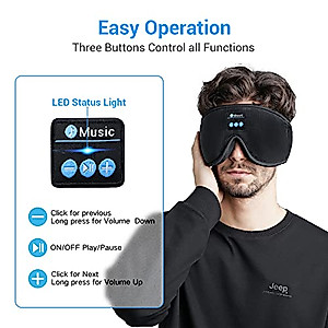 Bluetooth 3D Eye Mask for Sleeping, Sleep Mask with Wireless Headphones Wireless Music Sleeping Eye Mask Washable Earbuds for Side Sleeper, Air Travel, Office Nap, Meditation (Black)