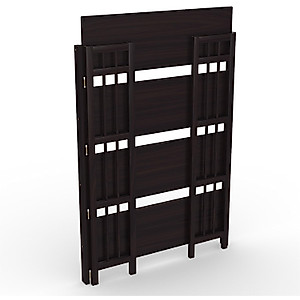 Stony Edge 4-Tier Folding Bookshelf | Espresso Wood Finish | 45x32x11.5 Inches | Book Shelf for Books and Trinkets | No Assembly Required | Foldable & Small Bookshelf for Home and Office