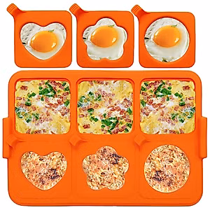 7pcs Griddle Egg Ring Tray Silicone Egg Pancake Mold for Blackstone Griddle Non-Stick Detachable Egg Ring for Frying Eggs Heat Resistant Silicone Egg Molds, 4 Different Shapes