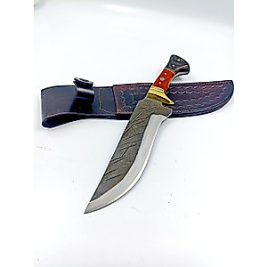 14.56" Forged Steel Bowie Knife with Leather Case , Handmade Hunting Knife For Men , Camping Knife , Utility Knife , Full Tang Blade Knife , Tactical Fixed Blade