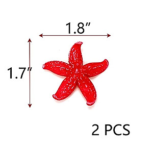 Pufguy Polyresin Artificial Mini Starfish Decoration 1.7"x1.8" for Fish Tank Aquarium Landscape Decoration-2 pcs（Red