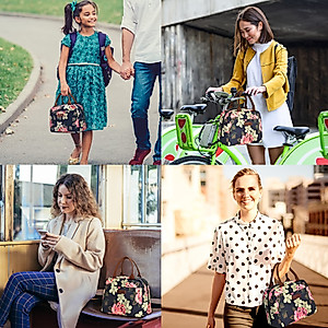 LOKASS Lunch Bag Women Insulated Lunch Box Water-resistant Lunch Tote Thermal Lunch Cooler Soft Liner Lunch Bags for Girls Lady Adults Work/College/Picnic/Beach/Fishing (Peony)