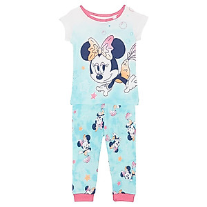 Disney Girls' Minnie Mouse 2-Piece Snug-Fit Cotton Pajamas Set, MERMAID MINNIE, 18M