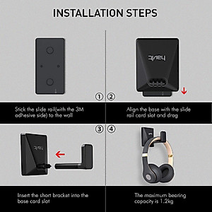 havit PC Gaming Headset Headphone Stand Holder Hanger Hook 2 in 1 Headphones Stand Aluminum Pole Solid Base Rubber Anti-Slip for Desk Wall Desk Compatible All Headphone