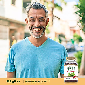 Piping Rock Ginkgo Biloba Supplements | 90 Gummies | Peach Raspberry Flavor | Vegan, Non-GMO, Gluten Free Extract