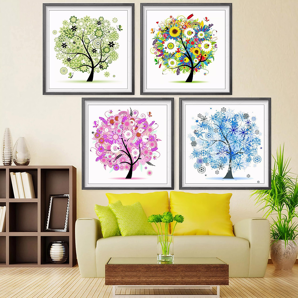 LOMTRATS Stamped Cross Stitch Kits 11CT Embroidery Starter Kit DIY Needlework Craft Tree of Life Autumn for Beginner or Novice