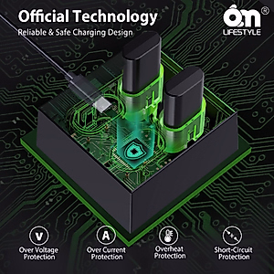 4x1400mAh Rechargeable Battery Pack with Charging Station & USB C Cable, 2 Pack 10FT Xbox Series X S Controller Charger Charging Cable for Xbox Series X S