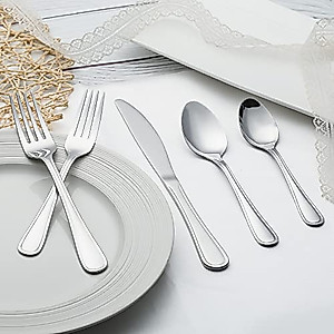 KOOMADE AUDREY 20-Piece Silverware Set for 4 - Stainless Steel Flatware with Dinner Forks, Salad Forks, Knives, Spoons, and Teaspoons - Dishwasher Safe
