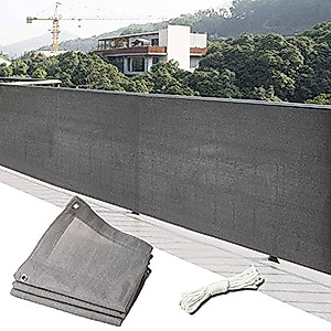 ALBN Balcony Privacy Filter, Weather Resistance Windshield UV Protection Patio Balcony Covering with Cable Ties, 72 Sizes (Color : Gray, Size : 1.1x8m)
