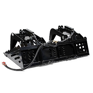 Titan Attachments 82-in Fine Grade Rock Grapple Skeleton Rake with Teeth, Universal Skid Steer Quick Tach