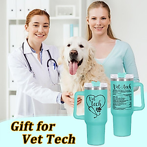 Muwnrol Vet Tech Gift Tumbler, Vet Tech Week Gift for Veterinarian, Veterinary Gift Vet Tech Nurtrition Fact 40 Oz Tumbler with Handle