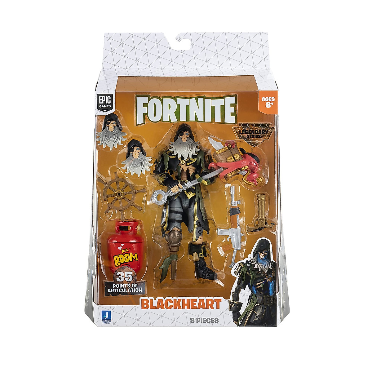Fortnite Legendary Series Blackheart, 6-inch Highly Detailed Figure with Harvesting Tools, Weapons, Back Bling, and Interchangeable Faces Fnt-fig.Leg Blackheart Skeleton(Toy Partner Fnt0737),FNT0737