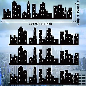 4 Pieces City Cake Border Decoration Toppers Stick On or Lay On Building Images Lighted City Backdrop for Cakes Wrap Desserts Birthday Party Decorating Supplies