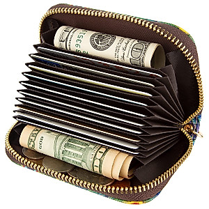 ANNAMISSI Womens Leather Wallet RFID Blocking Credit Card Holder Zipper Card Case for Ladies Girls Christmas Gift(Christmas)