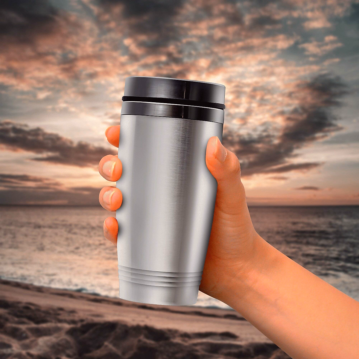 DISCOUNT PROMOS Custom Stainless Steel Tumblers 16 oz. Set of 24, Personalized Bulk Pack - Perfect for Coffee, Soda, Other Hot & Cold Beverages - Silver