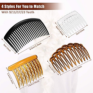 Chuangdi 32 Pieces French Hair Side Combs Set Plastic Twist Comb with Hair Clip Bridal Wedding Veil Accessories for Girls Women(9/11/17/23 Teeth)