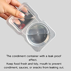 Uioecn 10PCS Double Compartment Condiment Container,Double Compartment Condiment Container with Lids, 2 Compartment Snack Containers, Portable Reusable Sauce Containers