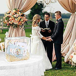 Acrylic Wedding Card Box, Clear Card Box for Reception, Elegant Wedding Envelope Box, Baby Bridal Shower Money Gift Card Box with Slot for Party, Wishing Well, Birthday, Graduation, 10x10x5.5 inch