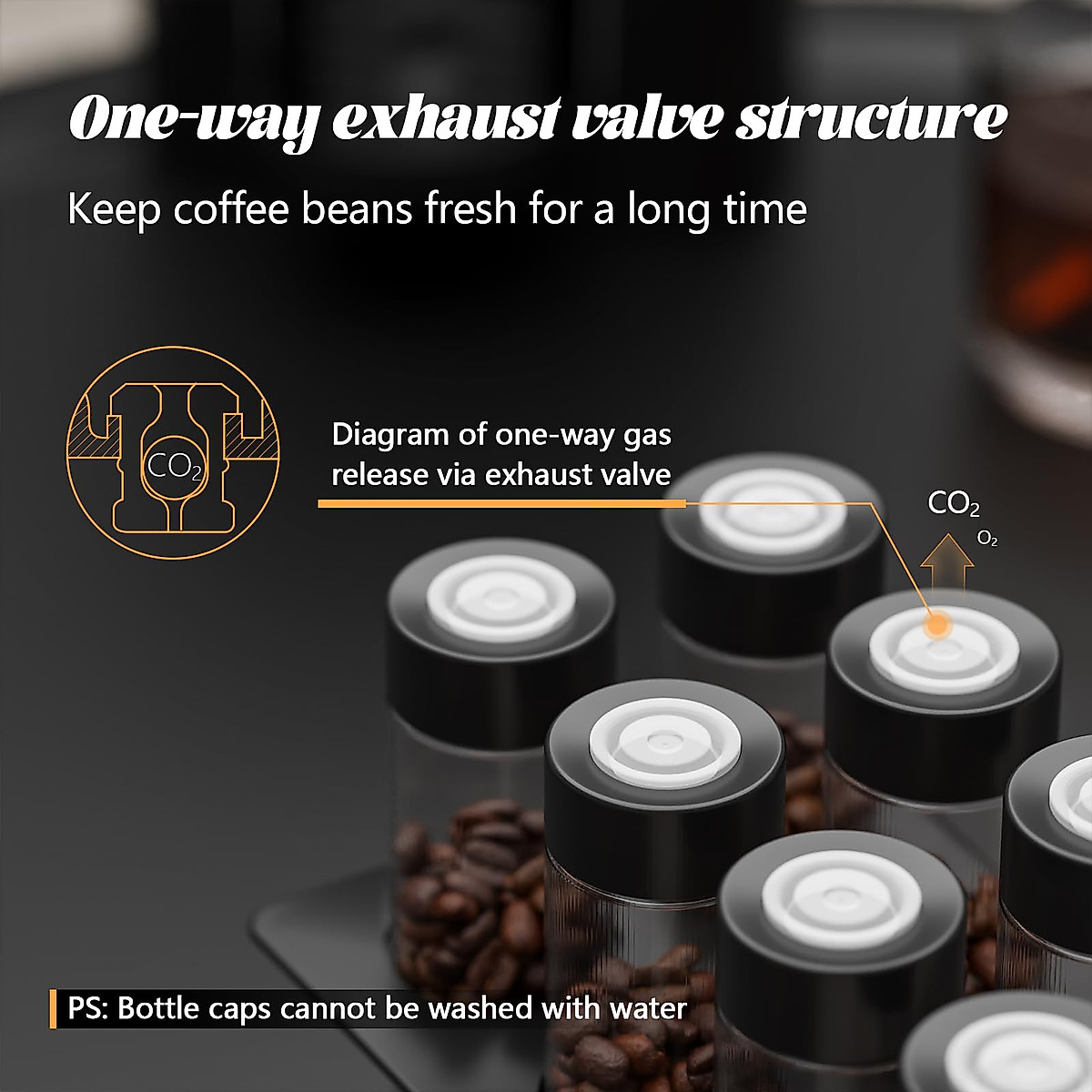 VZONE Coffee Bean Cellar Tubes Single Dose Glass Coffee Container with Hopper 8 Tubes with Exhaust Valve