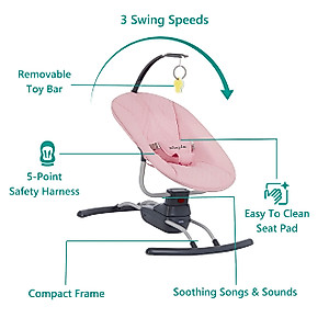 Dream On Me Comfort Me Baby Swing in Dusty Pink with Music and Vibration, 3 Speed Compact Portable Infant Swing and Remote Control, Portable Baby Swing for Indoor and Outdoor