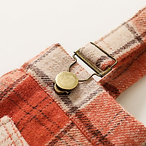 YOUNGER STAR Infant Baby Girl Fall Outfits Romper Jumpsuit Strap Skirt Clothes Set Baby Girl Clothing (3-6 Months,Rust-red khaki plaid skirt)