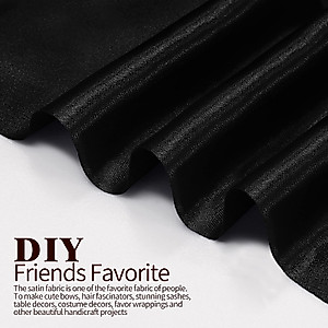 Horbaunal Black Satin Fabric, 60" Wide, 2 Yards, Soft Charmeuse Satin Fabric for DIY Crafts Decorations Costume