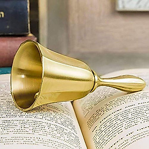 DomeStar Hand Bell, 2PCS Call Bell Wedding Bell Dinner Bell Golden and Pewter Classroom Bell for Kids