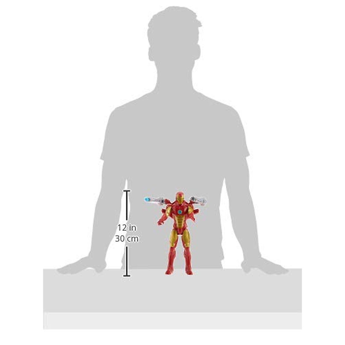 Avengers Marvel Titan Hero Series Blast Gear Iron Man Action Figure, 12-Inch Toy, with Launcher, 2 Accessories and Projectile, Ages 4 and Up, Red