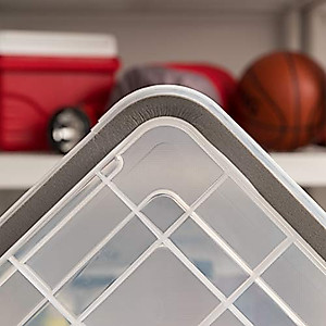 IRIS USA 19 Quart WEATHERPRO Plastic Storage Box with Durable Lid and Seal and Secure Latching Buckles, Weathertight, Clear with Black Buckles, 6 Pack