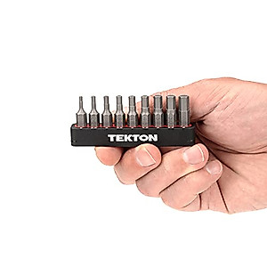 TEKTON 1/4 Inch Metric Hex Bit Set with Rail, 9-Piece (2-6 mm) | DZX93002