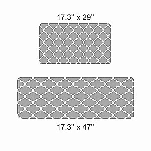 2 PCS Kitchen Mats Cushioned - Kitchen Rugs Comfort Standing Desk Mat & Rugs - Heavy Duty PVC Ergonomic Rug for Kitchen, Floor Home, Office - Gray
