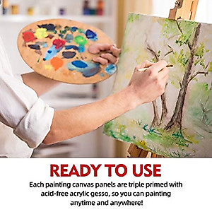 YRYM HT Painting Canvas Panels - 12 Pack 8 x 10 Inch Triple Primed Pure Cotton Canvas Boards for Painting, Oil, Acrylic, Watercolor, Acid-Free for Artists, Painters, Kids, Students