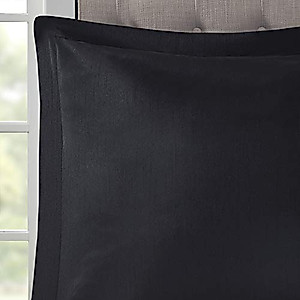 Madison Park Essentials Windsor 24-Piece Room in A Bag Comforter Set-Satin Jacquard All Season Luxury Bedding, Sheets, Decorative Pillows and Curtains, Valance, Queen (90 in x 90 in), Black/Gold