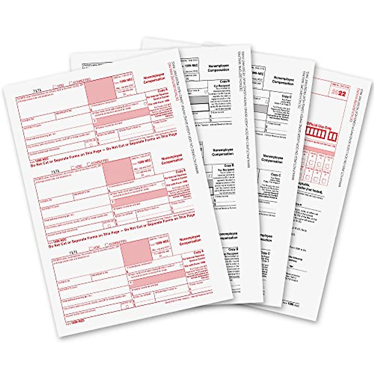 1099 NEC Forms 2022, 1099 NEC Laser Forms IRS Approved Designed for QuickBooks and Accounting Software 2022, 4 Part Tax Forms Kit, 25 Vendor Kit – Total 38 (108) Forms