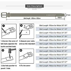 JingHao Belts for Men Big and Tall,Mens Belt Leather for Casual Jeans Dress Work All Size 28"-64" Black Brown Width 1.45" Aa10 (60"-62"/ Belt Length 165cm, Black)