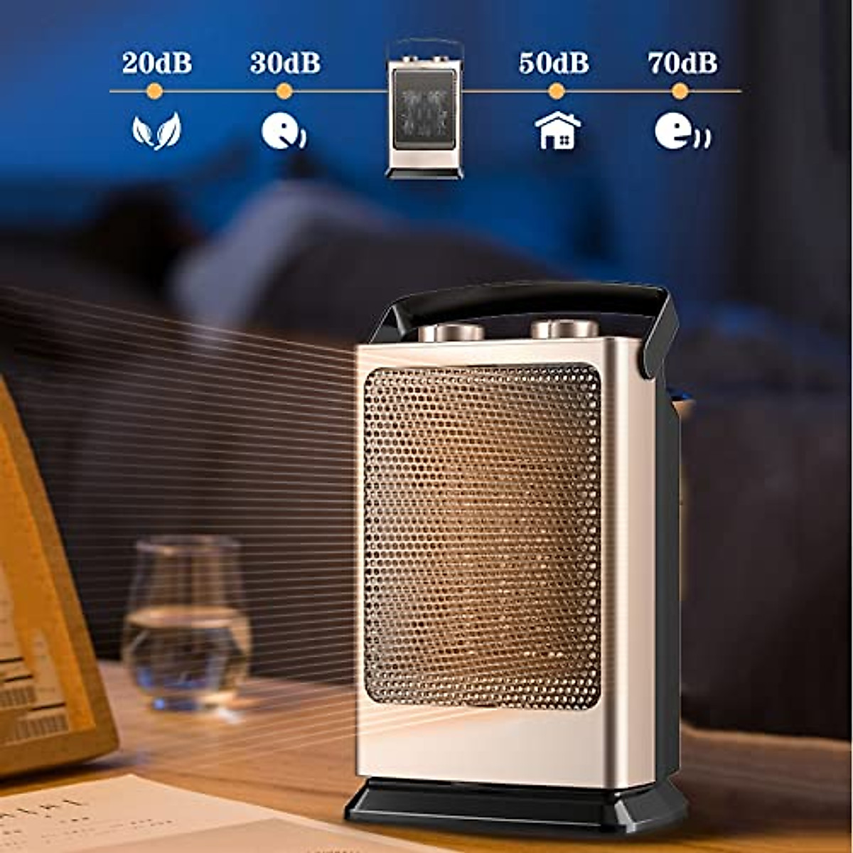 Outdoor Garden Heater Space Heater, 1500W/750W Ceramic Table Heater with Thermostat, Tip-Over and Overheat Protection, Portable Electric Heater with Handle for Indoor Use Patio Hea