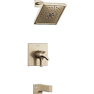Delta Faucet Zura 17 Series Dual-Function Tub and Shower Trim Kit, Shower Faucet, 3-Spray H2Okinetic Shower Head, Champagne Bronze T17474-CZ (Valve Not Included)