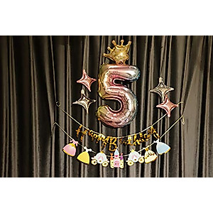 Number 5 Balloon,Children's Birthday Party Decorative Balloons, Digital Crown Aluminum Balloons (5)