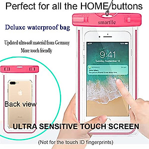 Waterproof Phone Pouch Holder, Smartlle Universal Waterproof Phone case, Dry Bag Underwater Snowproof for iPhone 13 12 11 Pro Max XR,XS, 8,7,6 Plus,SE, Galaxy S22/A/Note, LG,7”, Beach Water Pool Black