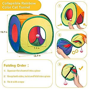 Retro Shaw Cat Toys Set, Interactive Cat Kitten Toys for Indoor Cats Kitty with Collapsible Cat Play Tunnel Tube Tent Cat Feather Wand Teaser Cat Bell Fuzzy Ball Springs Mouse Toys