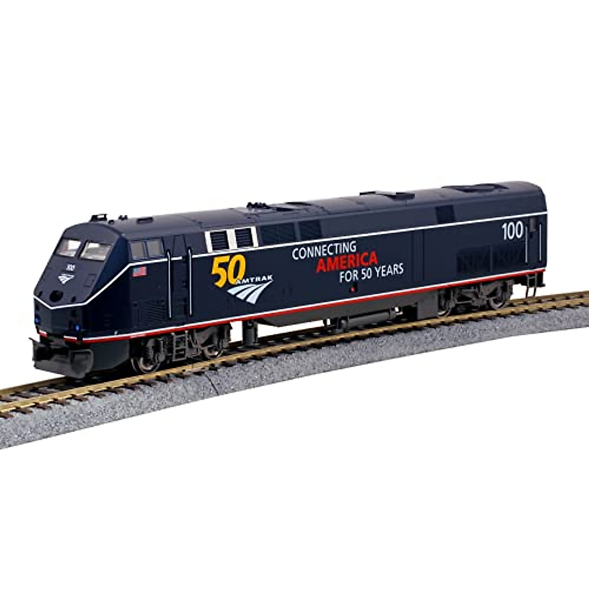 Kato USA Model Train Products HO GE P42 Amtrak Midnight Blue #100 w/ 50th Anniversary Logo (37-6113)