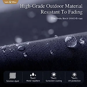 Sophia & William 13ft Patio Umbrella with Crank Lift, Large Outdoor Double-sided Umbrella with 120 LED lights, Perfect for Deck, Pool, Garden, Navy Blue