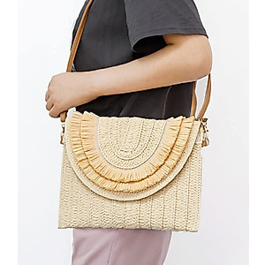 Solyinne Womens Woven Straw Clutch Bags Crossbody Shoulder Bag Straw Bag Satchel Purses Woven Wallet